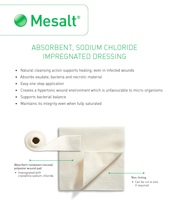 Mesalt Sodium Chloride Impregnated Dressing 4" x 4" (2" x 2" folded ...