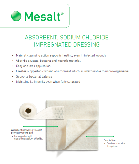Mesalt Sodium Chloride Impregnated Dressing 6" x 6" (3" x 3" folded ...